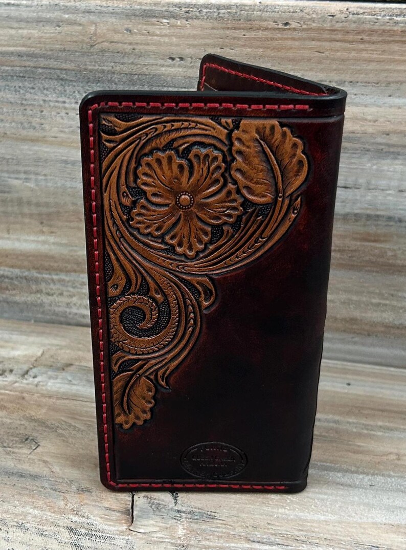 Perfect Gift. Hand Tooled Leather Roper Reaper Wallet. Hermann Oak Full ...