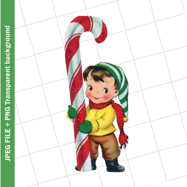 Elf With Candy Cane - Etsy