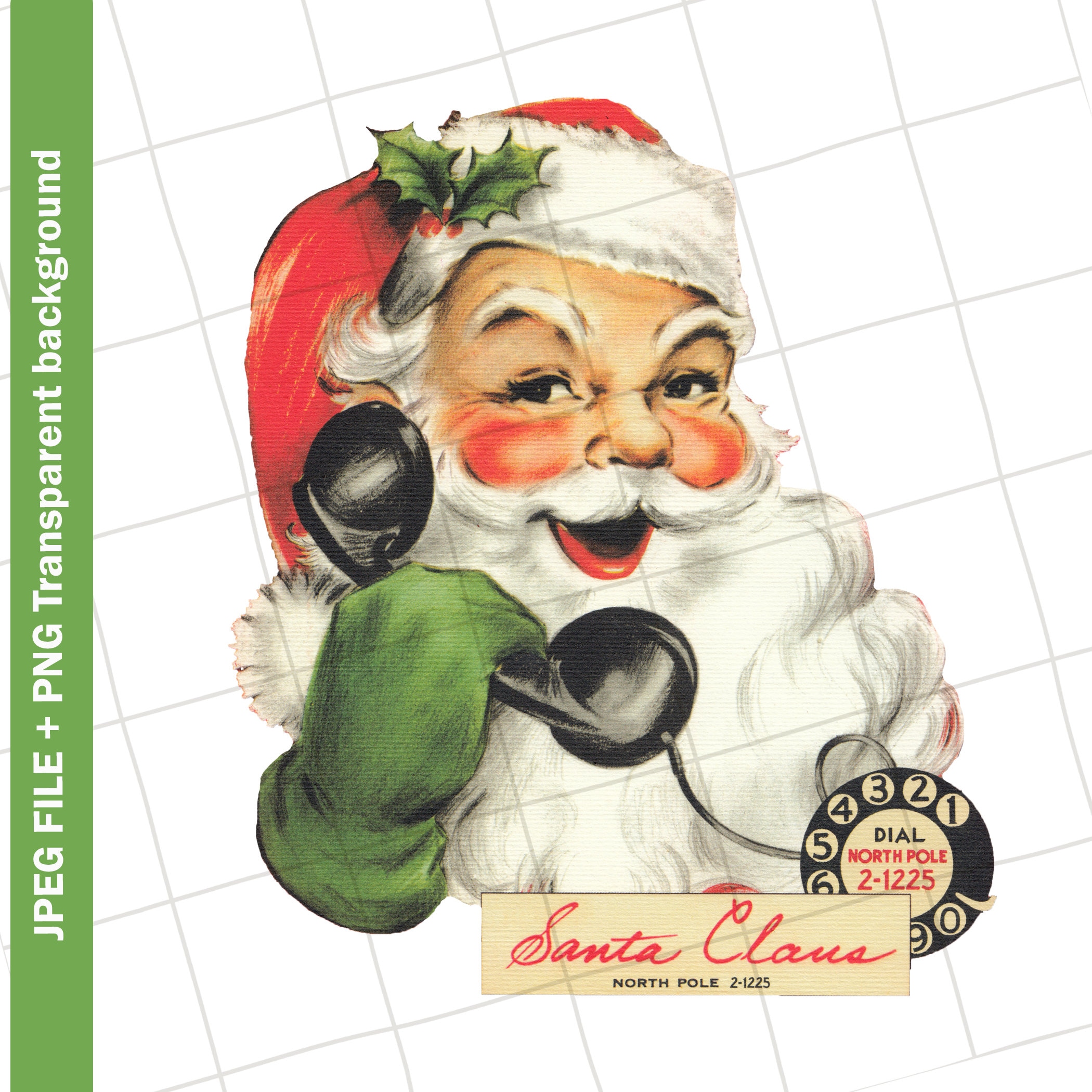 Digital Download | Santa Claus Phone Christmas Vintage Greeting Card ...