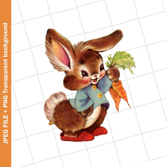 Vintage Digital Clipart Peter Rabbit Brown Bunny Carrot | Etsy