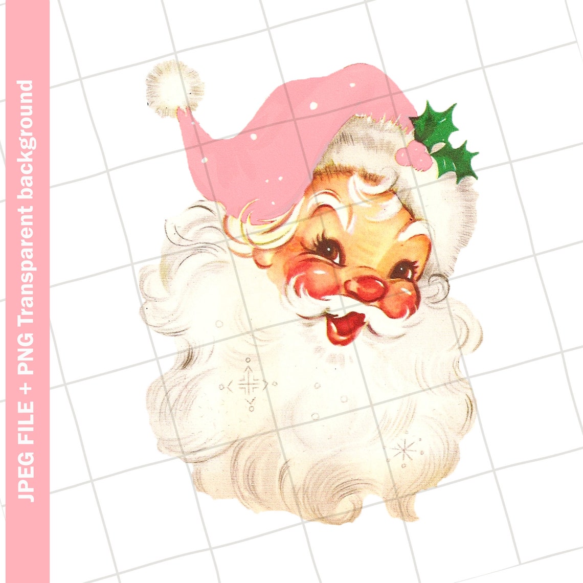 Vintage Digital Clipart Pink Santa Claus 23 Christmas | Etsy