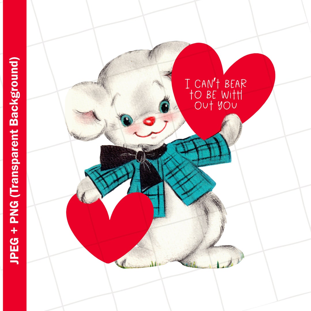 Vintage Digital Clipart | Bear Love Birds Heart Valentine Vintage ...
