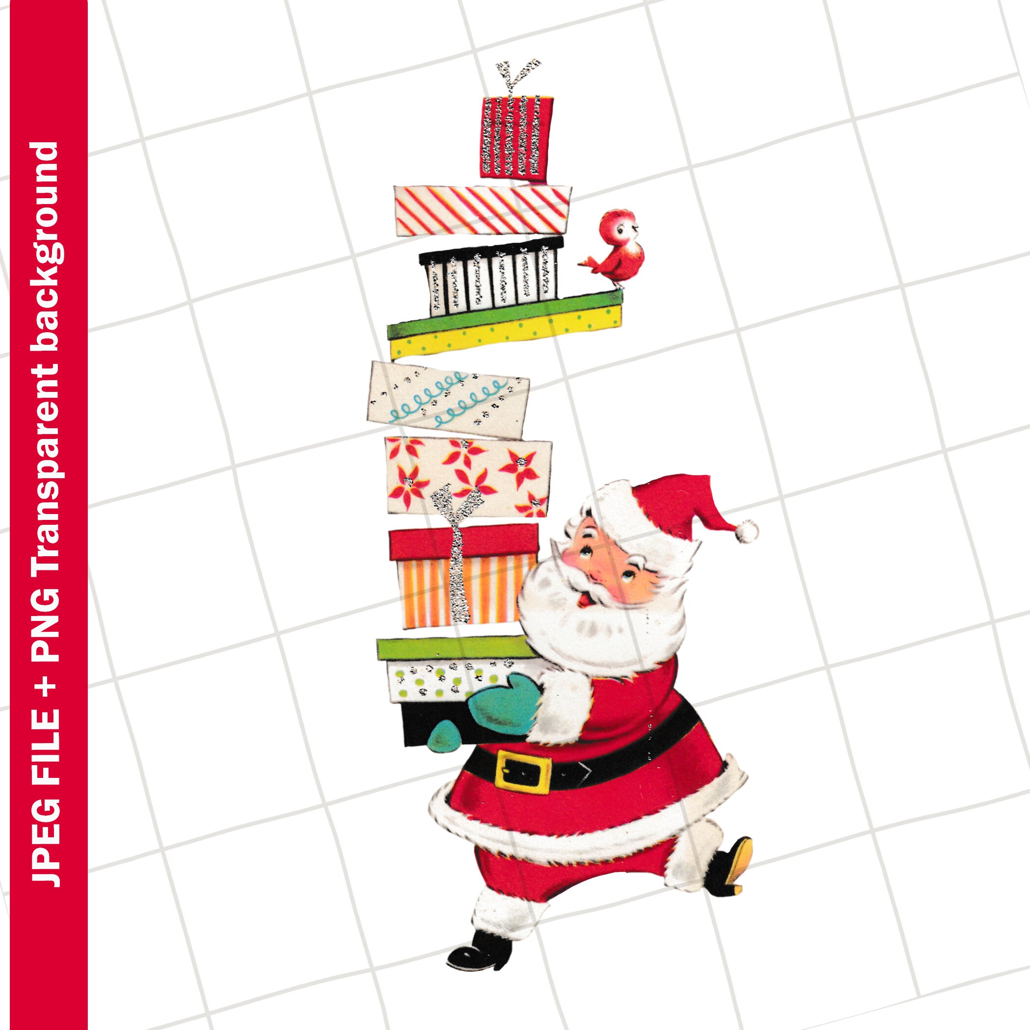 Digital Download Red Santa Claus Christmas Vintage Greeting | Etsy