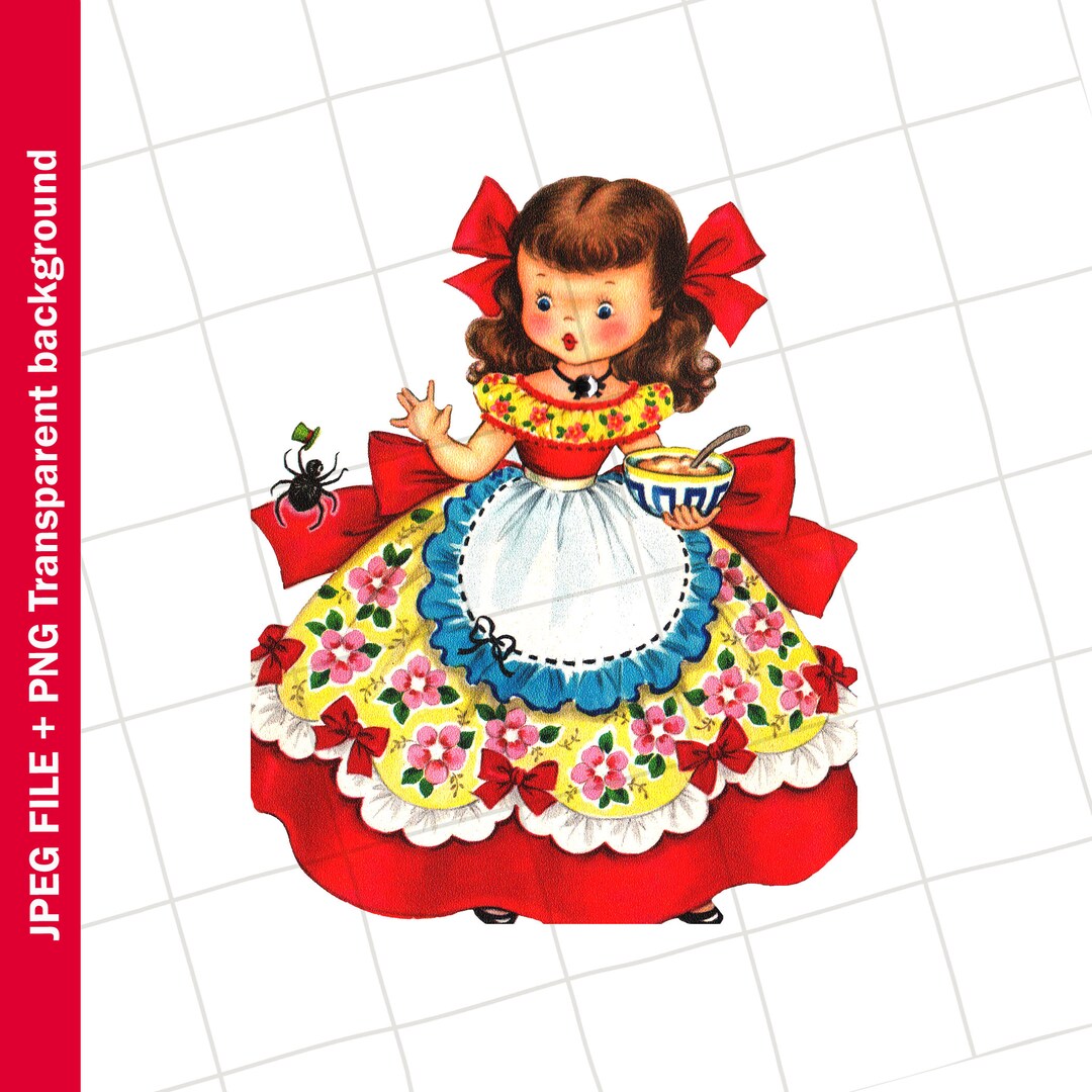 Digital Vintage Clipart | Miss Muffet Girl Nursery Rhyme Fairfield ...