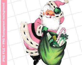 Vintage Digital Clipart Red Santa Claus 23 Christmas Vintage Greeting ...