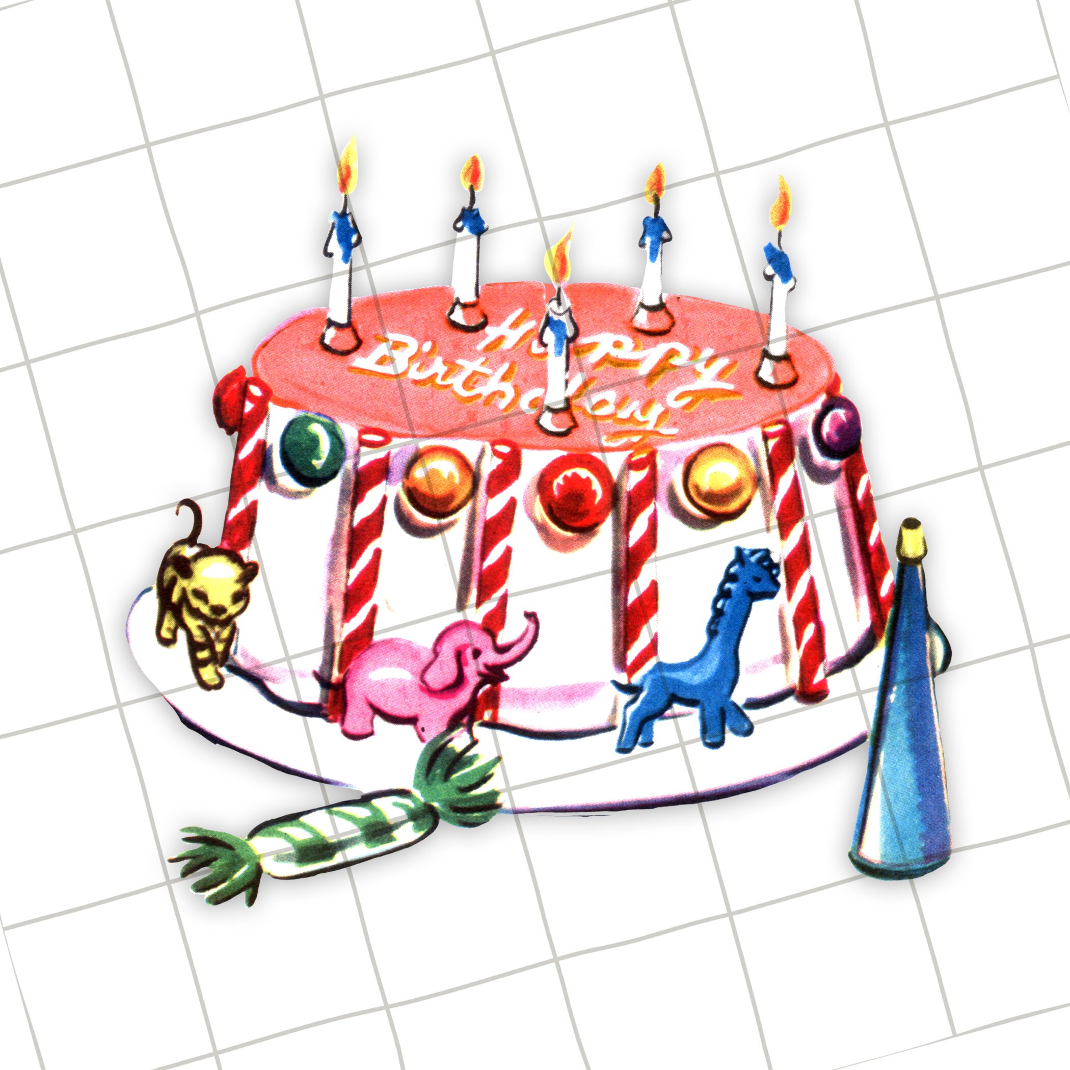 Vintage Birthday Cake Clip Art