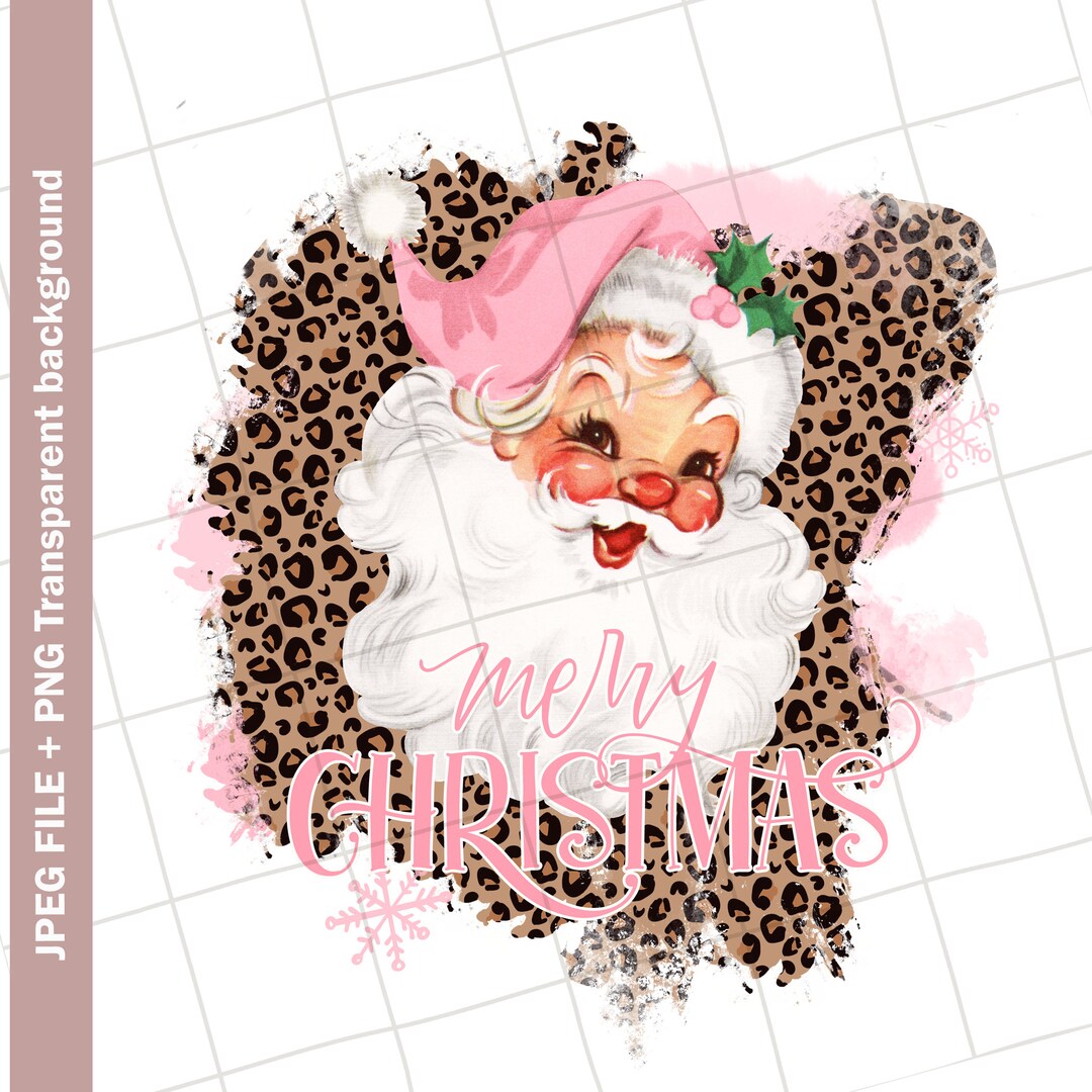 Vintage Clipart | Leopard Cheetah, Pink Santa Claus, Merry Christmas ...
