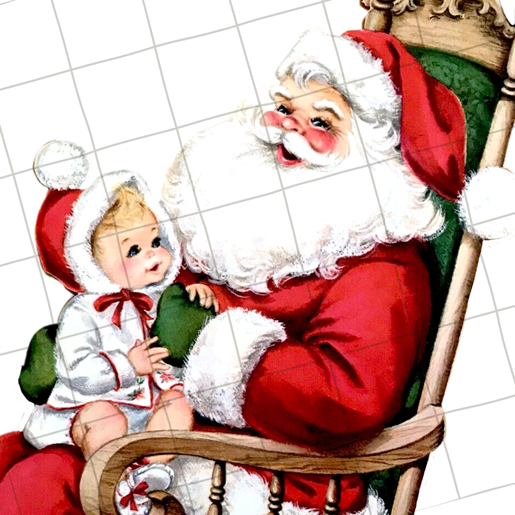 Digital Santa Claus Baby Rocking Chair Christmas Vintage | Etsy