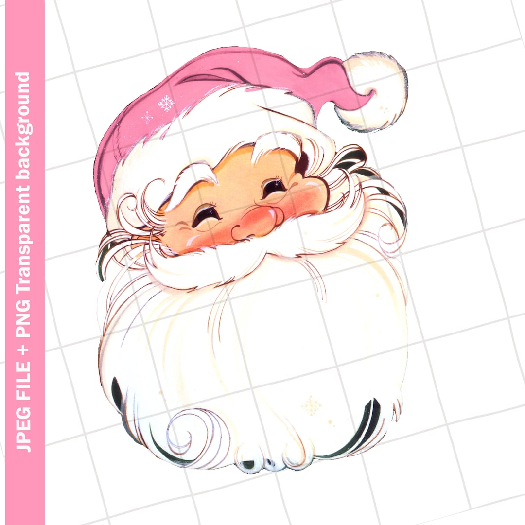 Digital Clipart | Pink Santa Claus Christmas Vintage Greeting Card ...