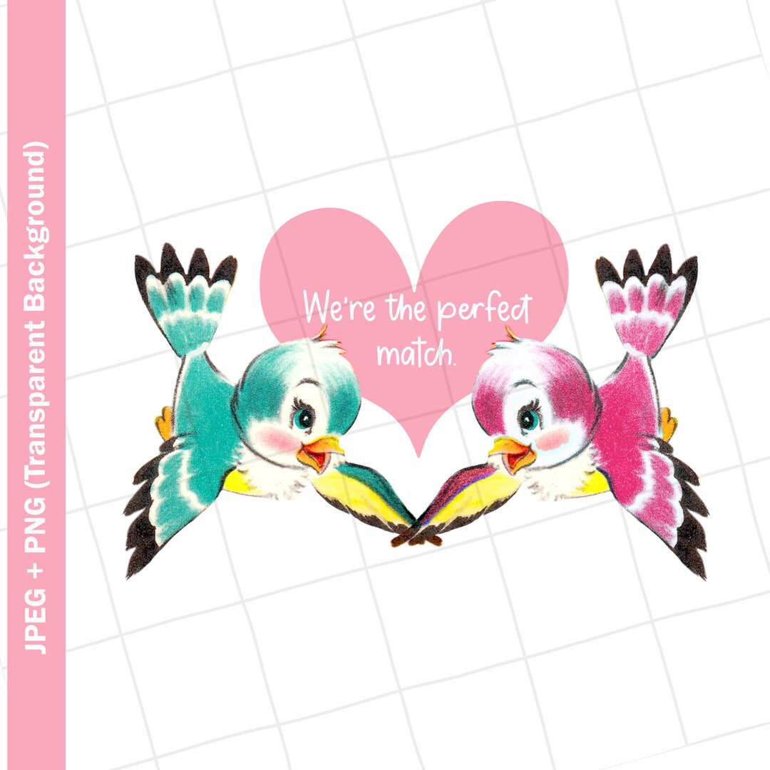 Vintage Digital Clipart | Love Birds Heart Valentine Vintage Greeting ...