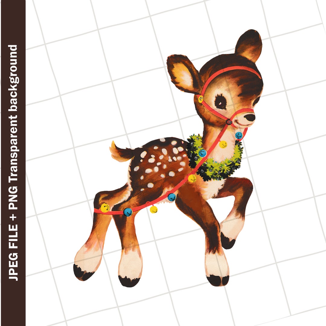 Vintage Digital Clipart | Reindeer Christmas Graphic Image Sublimation ...