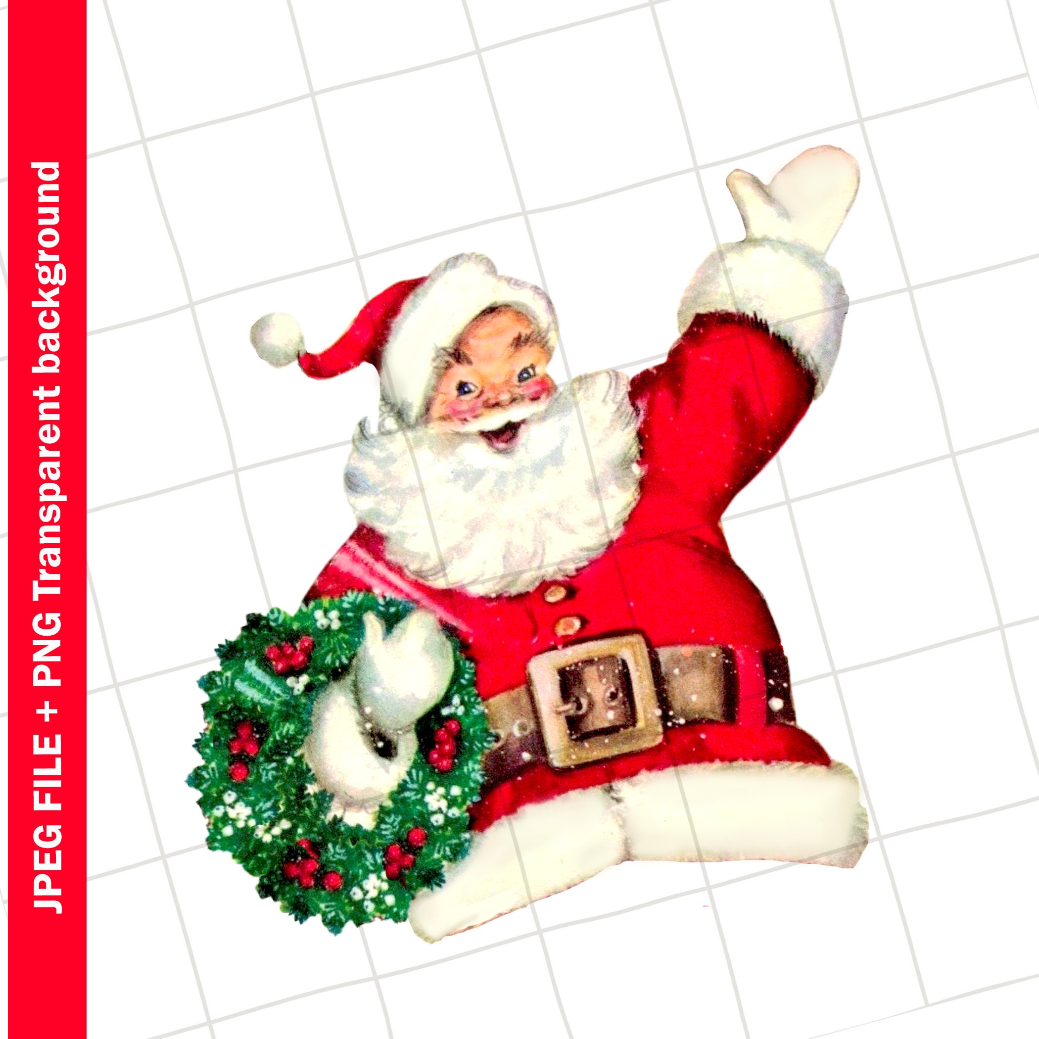 Vintage Clipart Red Santa Claus Wreath 11 Christmas Vintage - Etsy
