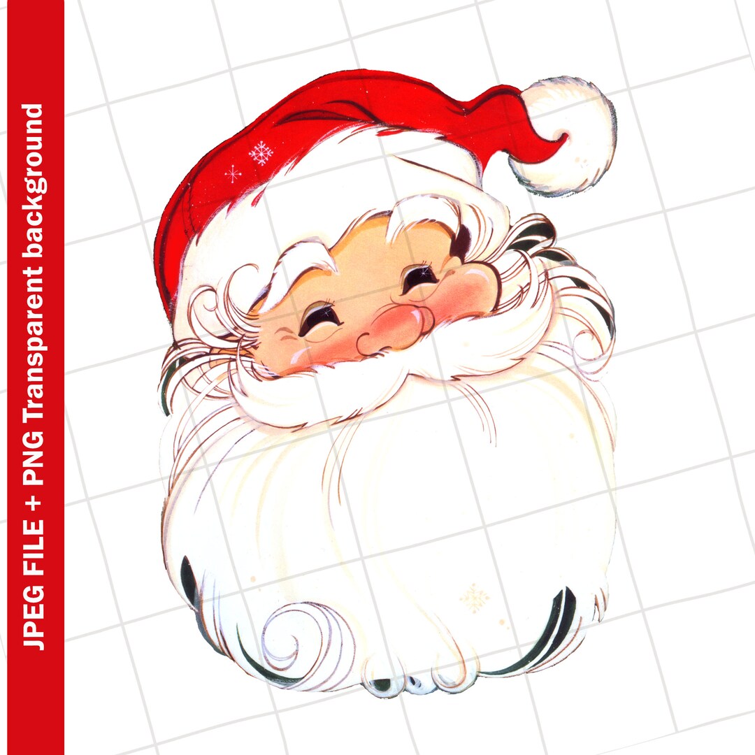 Digital | Red Santa Claus Christmas Vintage Greeting Card Clip Art ...