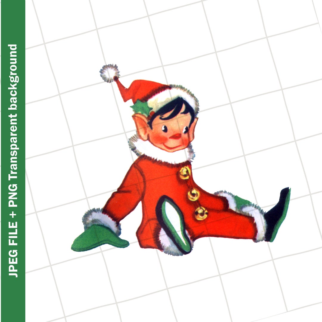 Digital Vintage Clipart | Boy Elf Christmas Toy Greeting Card Graphic ...
