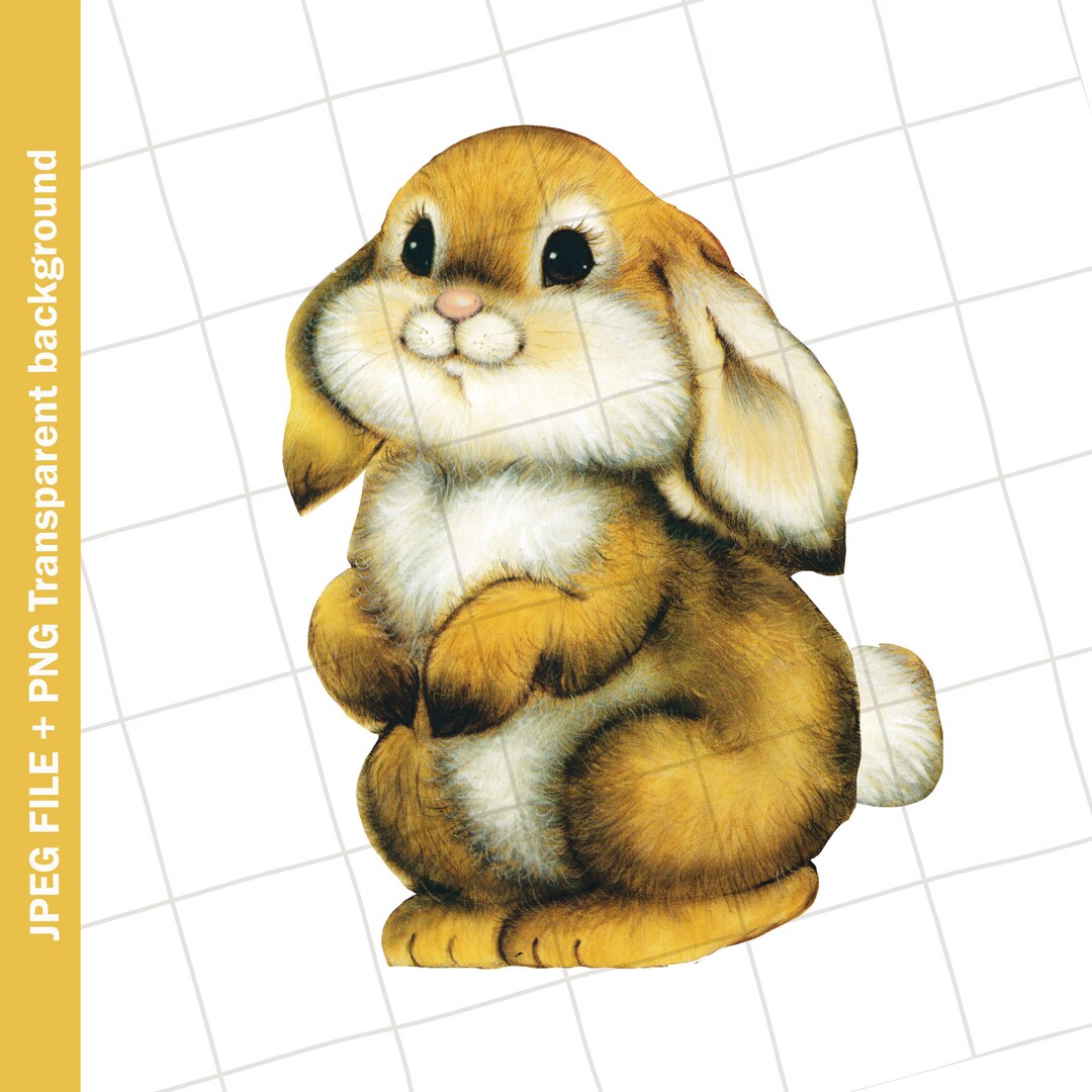 Digital Vintage Clipart | Brown Bunny Easter Spring Greeting Card ...