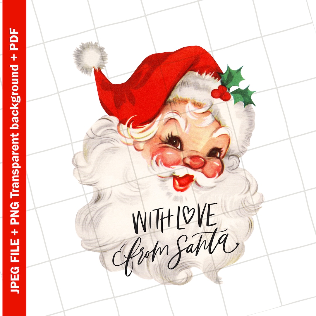 Vintage Clipart | Red Santa Claus Word Art Christmas Vintage Greeting ...