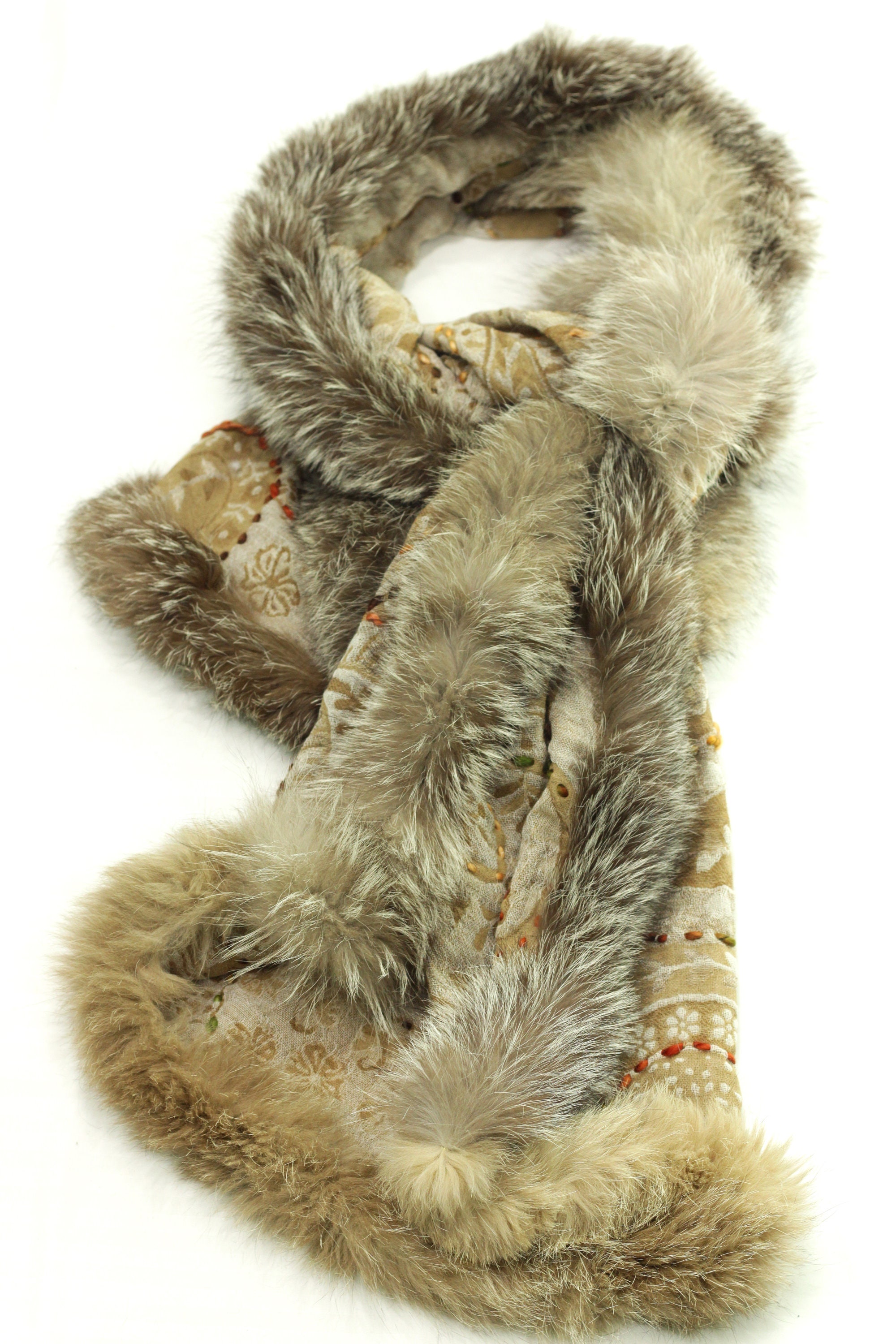 Fox Fur With Cashmere Shawl, Fox Fur Trim Winter Wedding Scarf ...