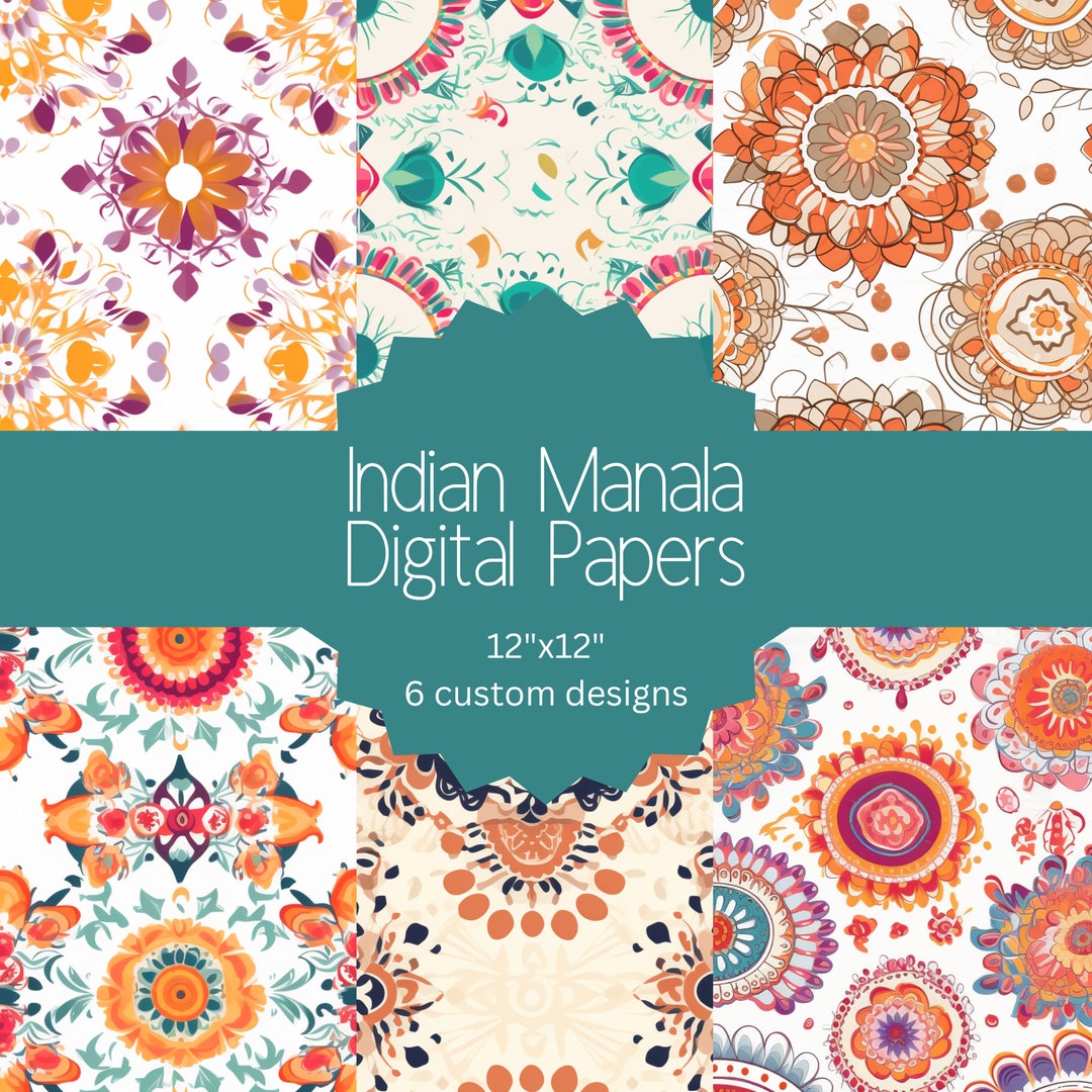 Indian Mandala Digital Paper Designs 12x12 Set of 6 - Etsy
