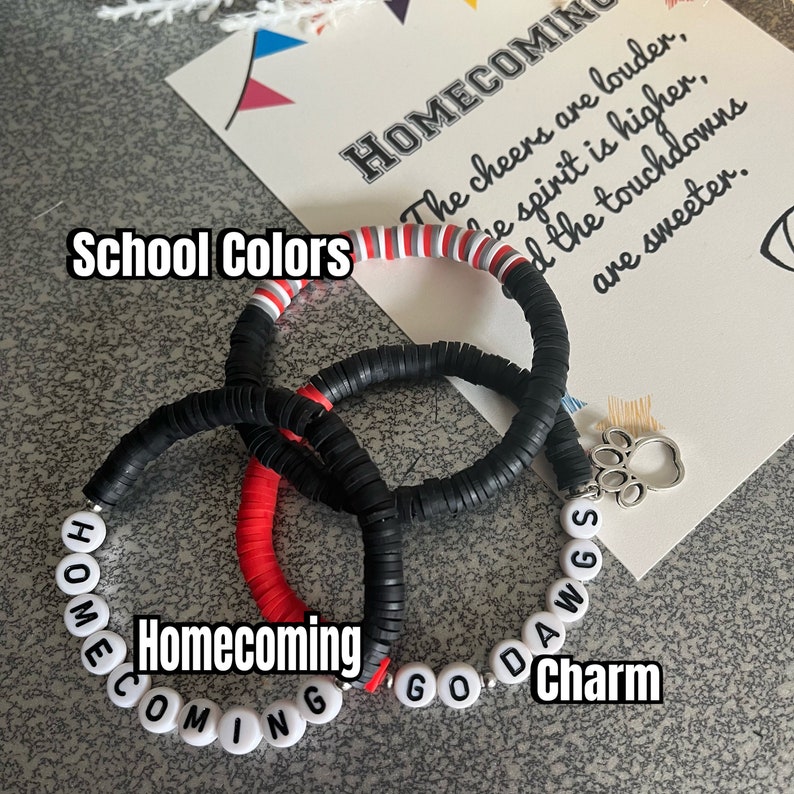 Sports Homecoming Bracelets: Heishi Clay Beads. Team Spirit. School ...