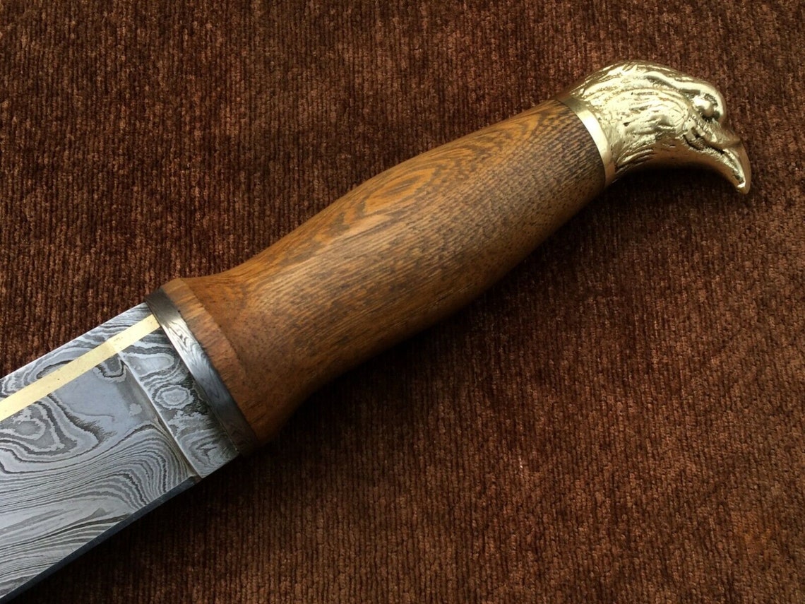 Custom Handmade Damascus Steel Crow Headed Seax Knife, Hand Forged ...