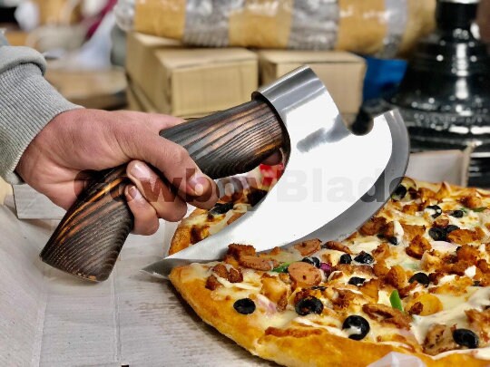 Custom Hand Forged Damascus Steel Pizza Cutter handmade Pizza - Etsy