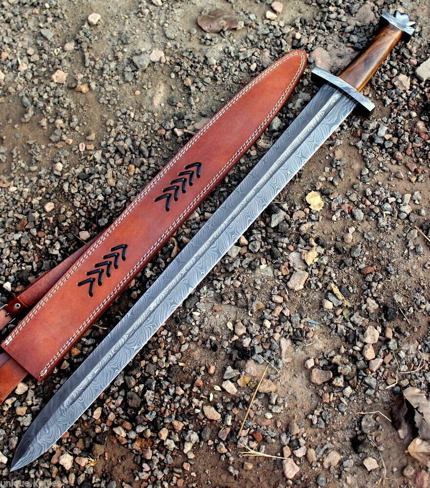 Handmade Sword 32 Inches Long , Custom Made Katana Rose Wood Handle ...