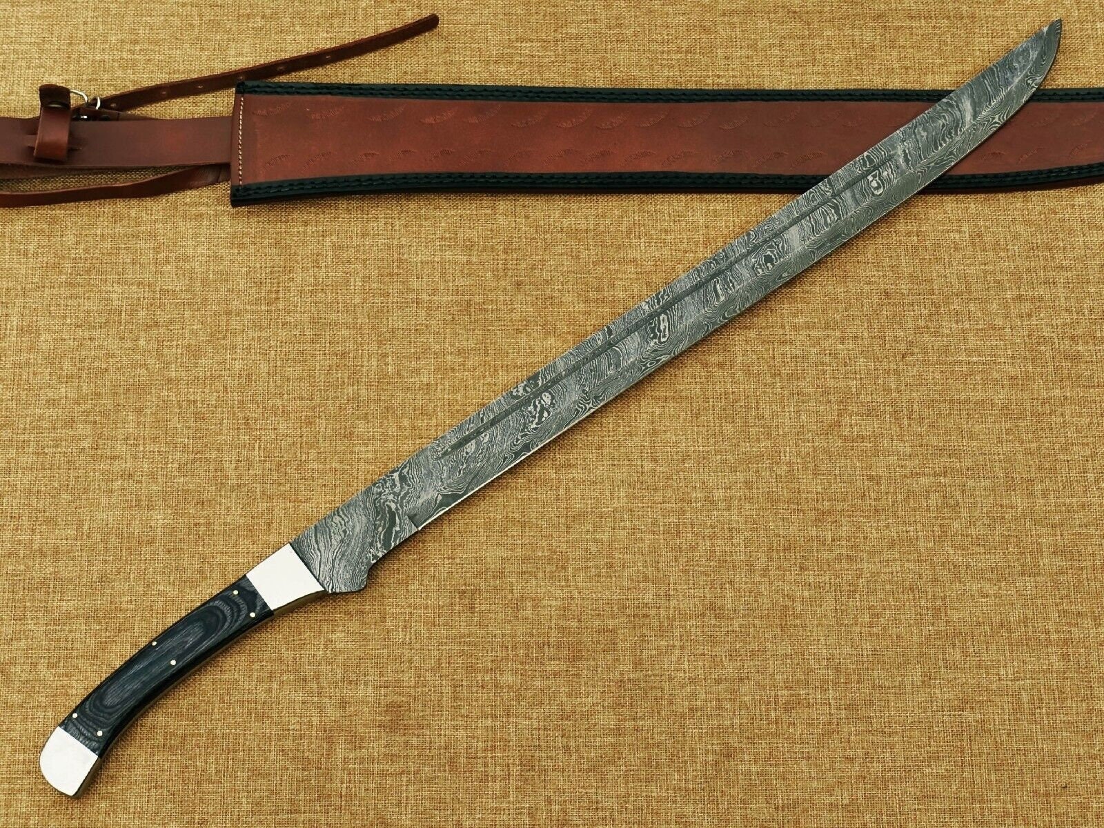 30 Inche Handmade Damascus Steel Sword , Dao Sword , Scimitar Sword ...