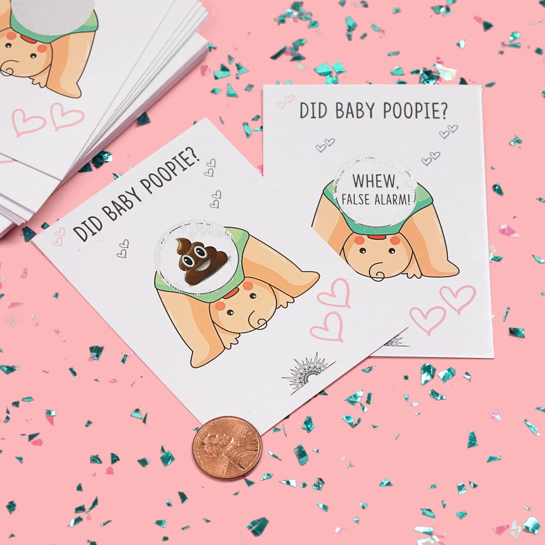 30 Boy Baby Shower Scratch off Game Cards, Funny Did Baby Poopie ...