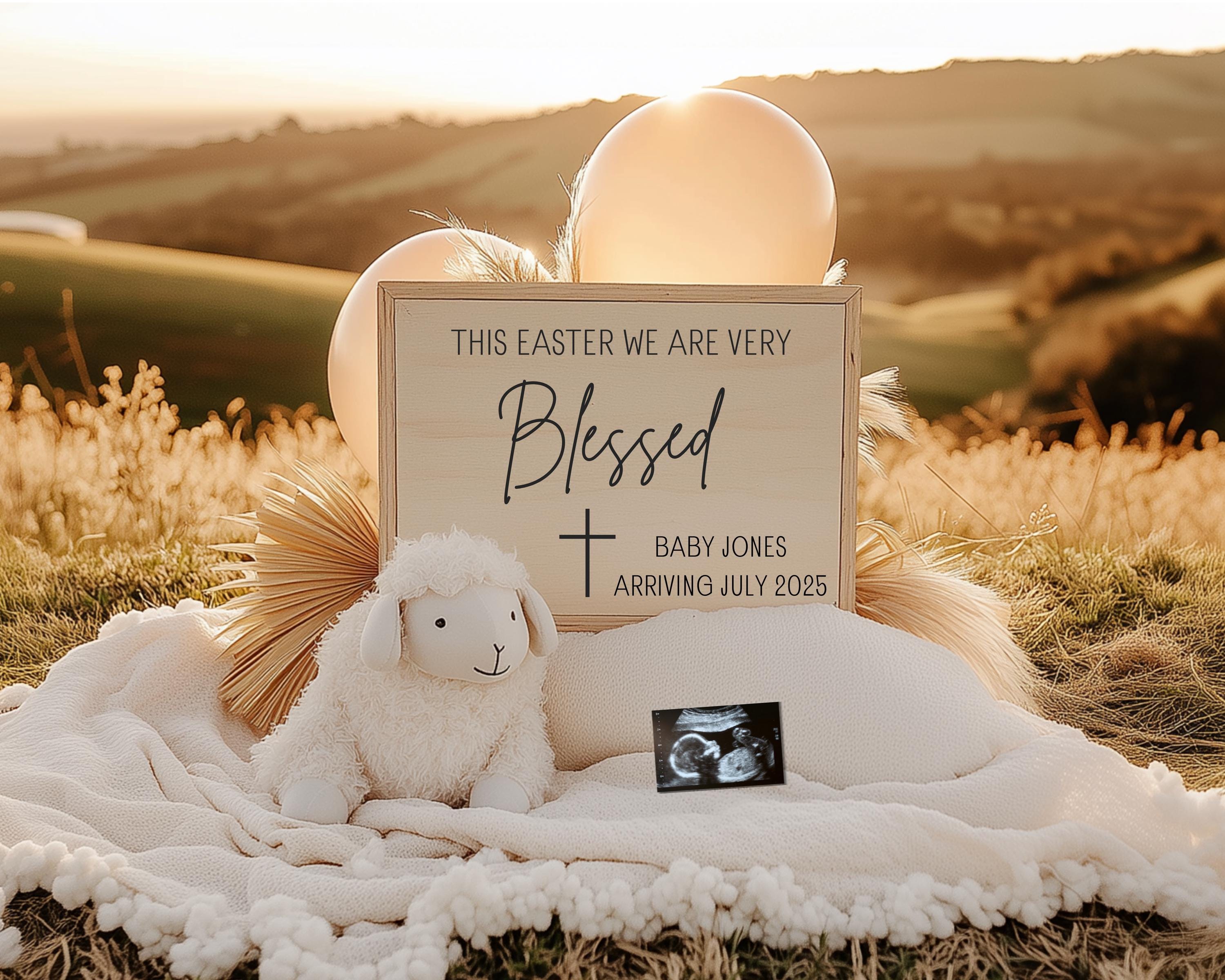 Easter Pregnancy Announcement Digital Religious Editable Easter ...