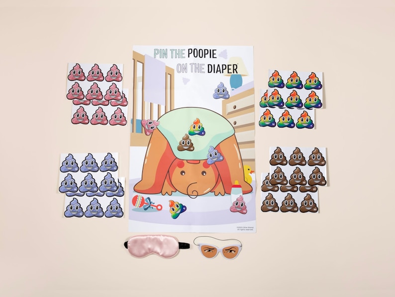 Pin the Poopie on the Diaper Baby Shower Game - Modern Baby Shower Game ...