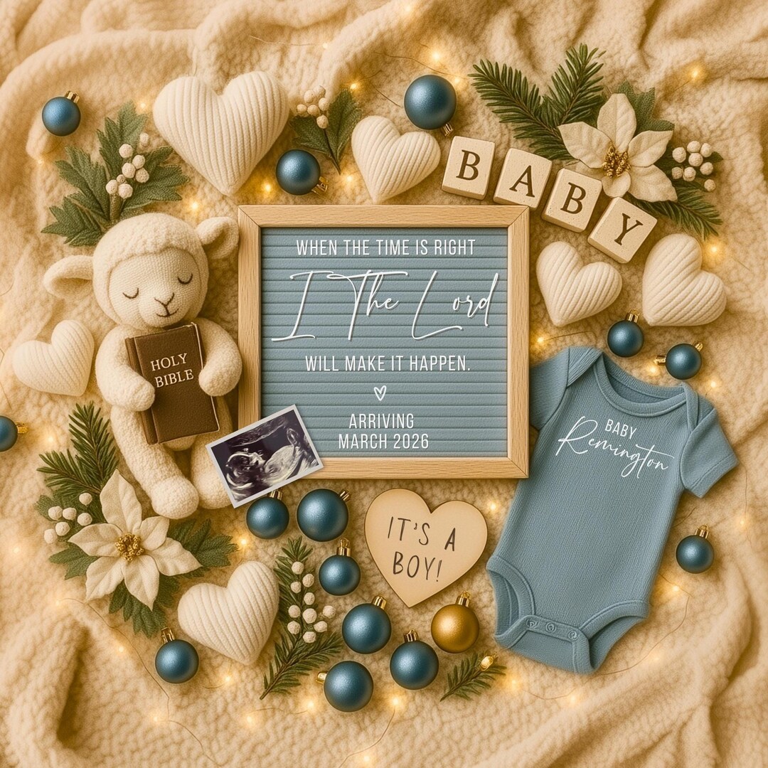 December Baby Boy Announcement Religious Christmas Pregnancy ...