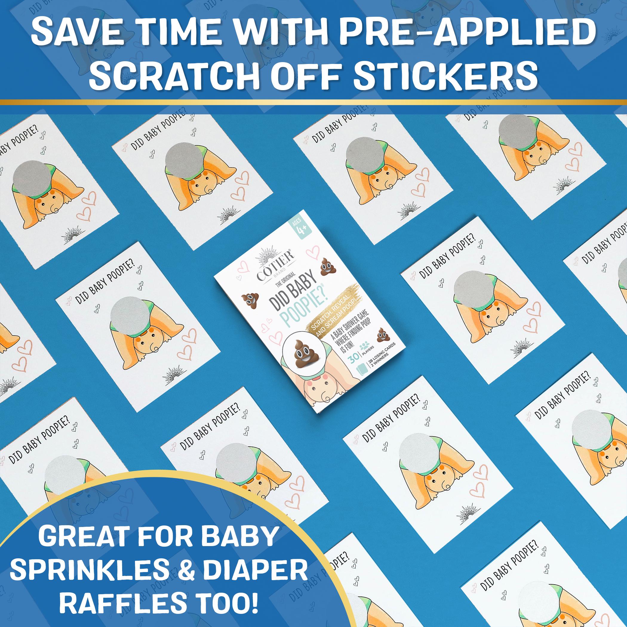 30 Boy Baby Shower Scratch off Game Cards, Funny Did Baby Poopie ...