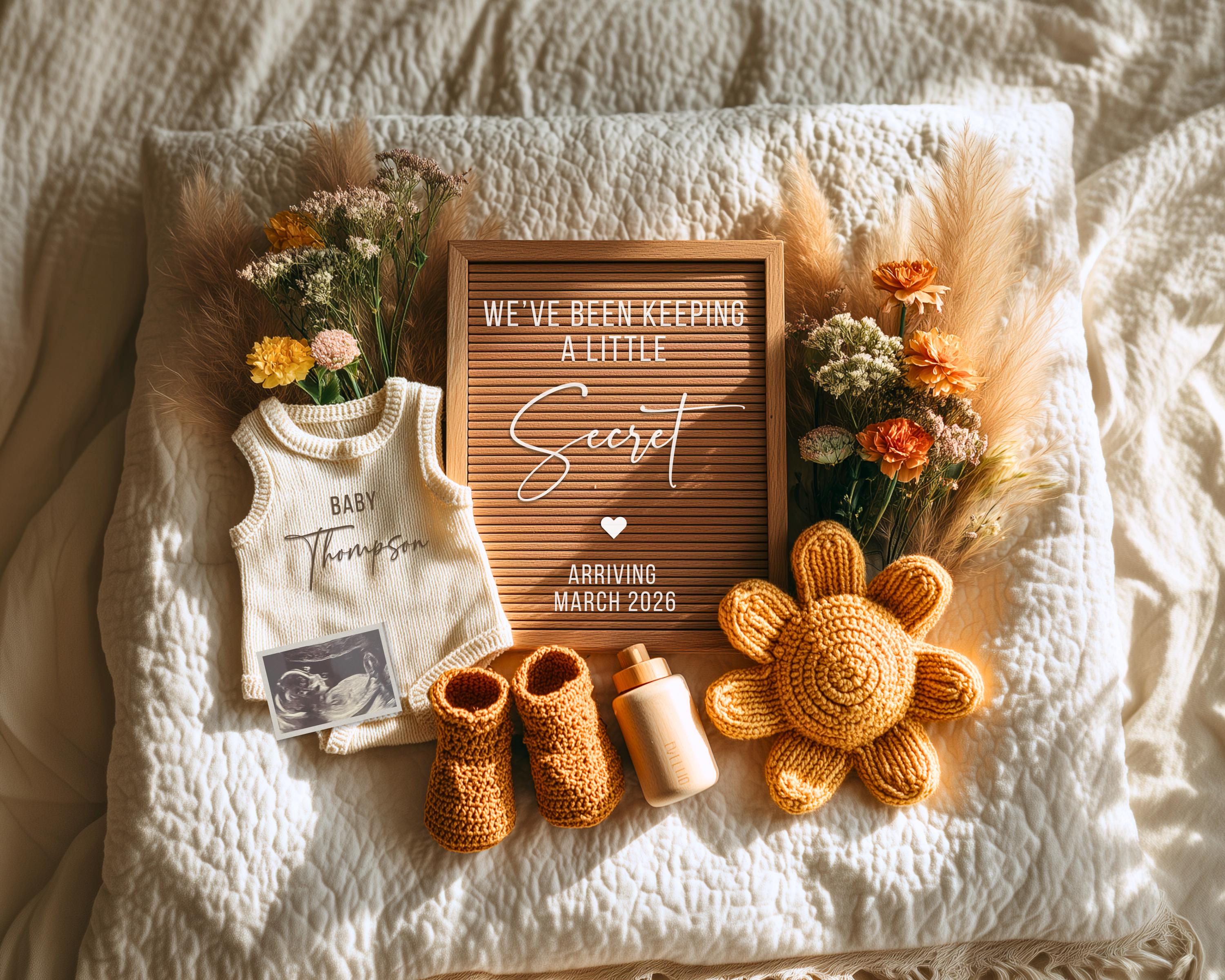 Secret Pregnancy Announcement Sunshine Baby Reveal Gender Neutral Baby ...