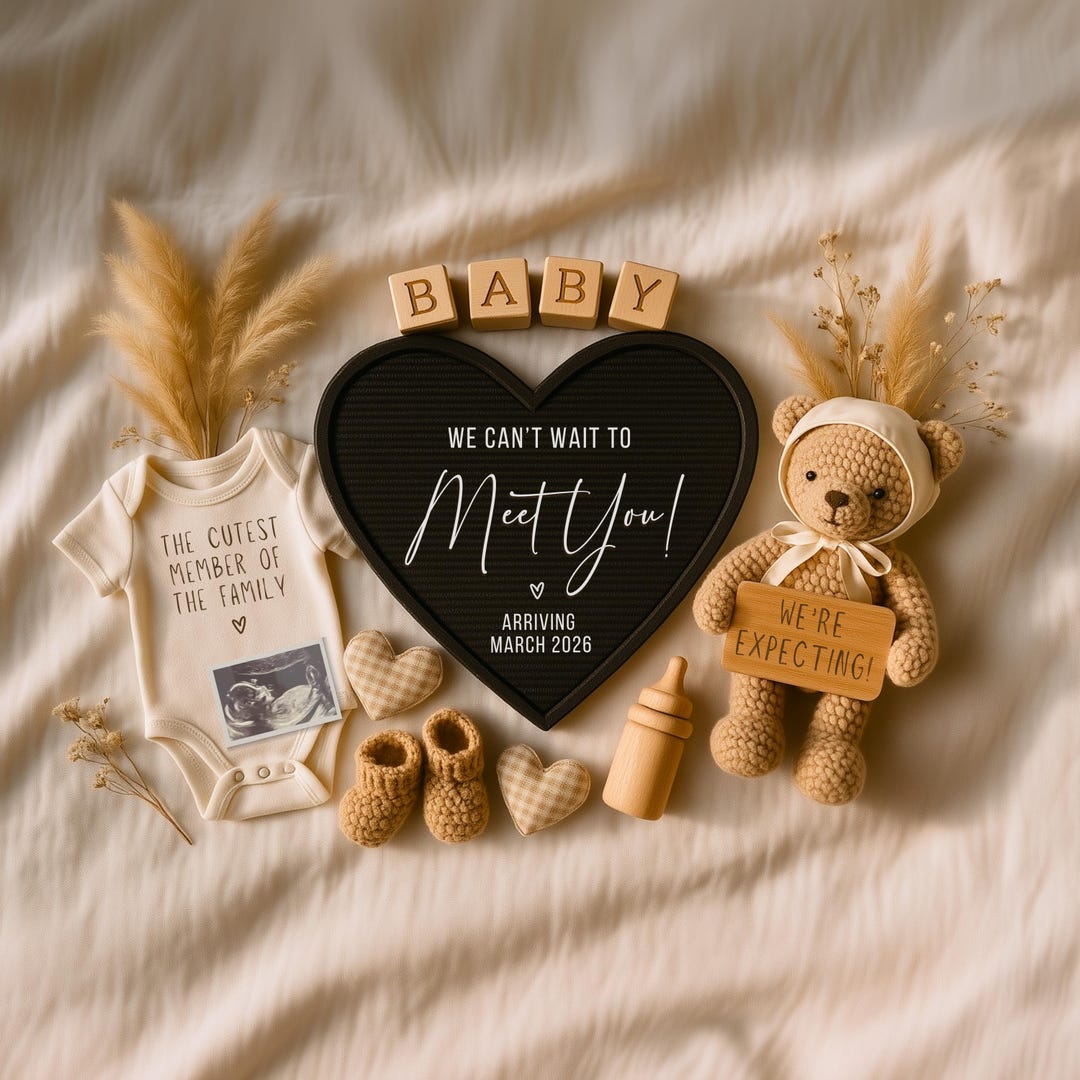 Gender Neutral Pregnancy Announcement Digital Meet You Baby ...