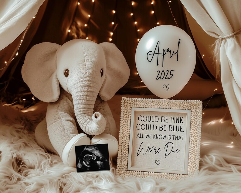 Gender Neutral Boho Pregnancy Announcement, Baby Announcement Digital ...