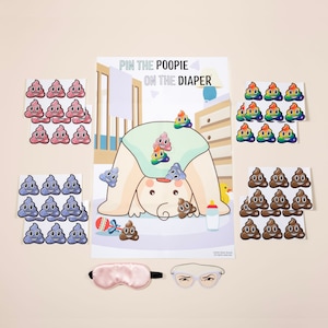 Pin the Poopie on the Diaper Baby Shower Game - Modern Baby Shower Game ...