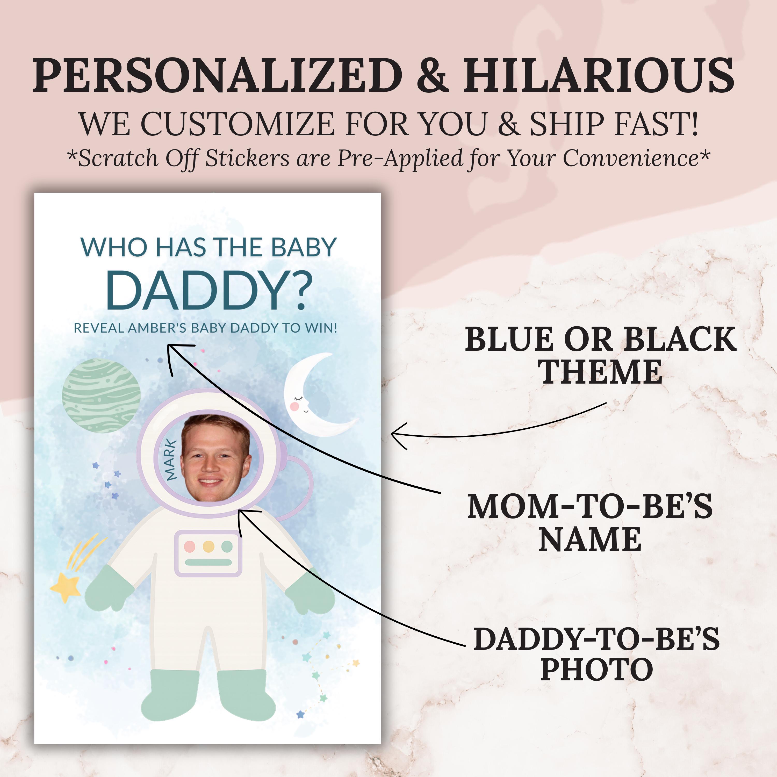 Personalized Outer Space Baby Shower Scratch off Game Blue Space Themed ...