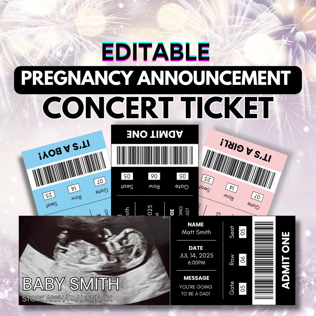 Ticket Pregnancy Announcement Concert Ticket Printable Pregnancy ...
