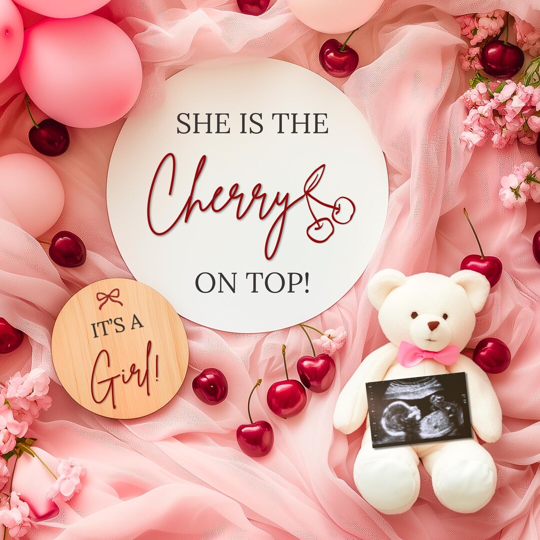 Girl Pink Pregnancy Announcement Digital Sweets Pregnancy Announcement ...