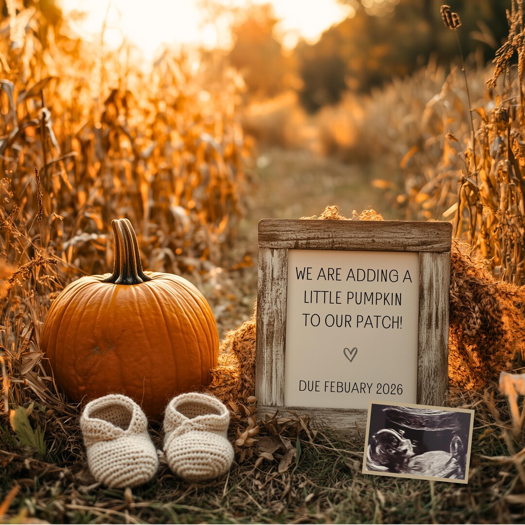 Digital Pregnancy Announcement Fall Neutral Pregnancy Announcement ...