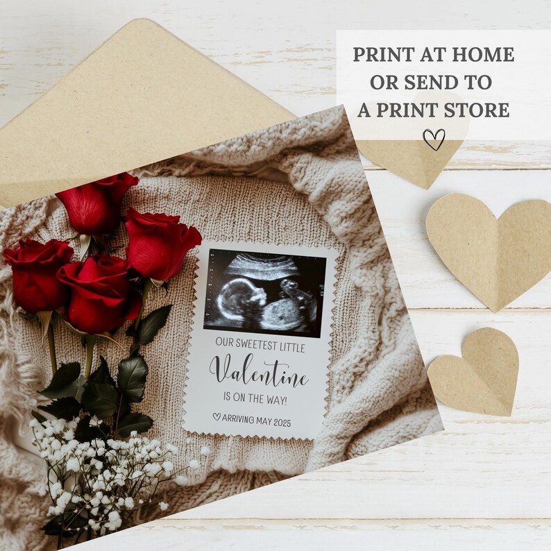 Valentines Day Baby Announcement Digital, Simple Minimalist Pregnancy ...