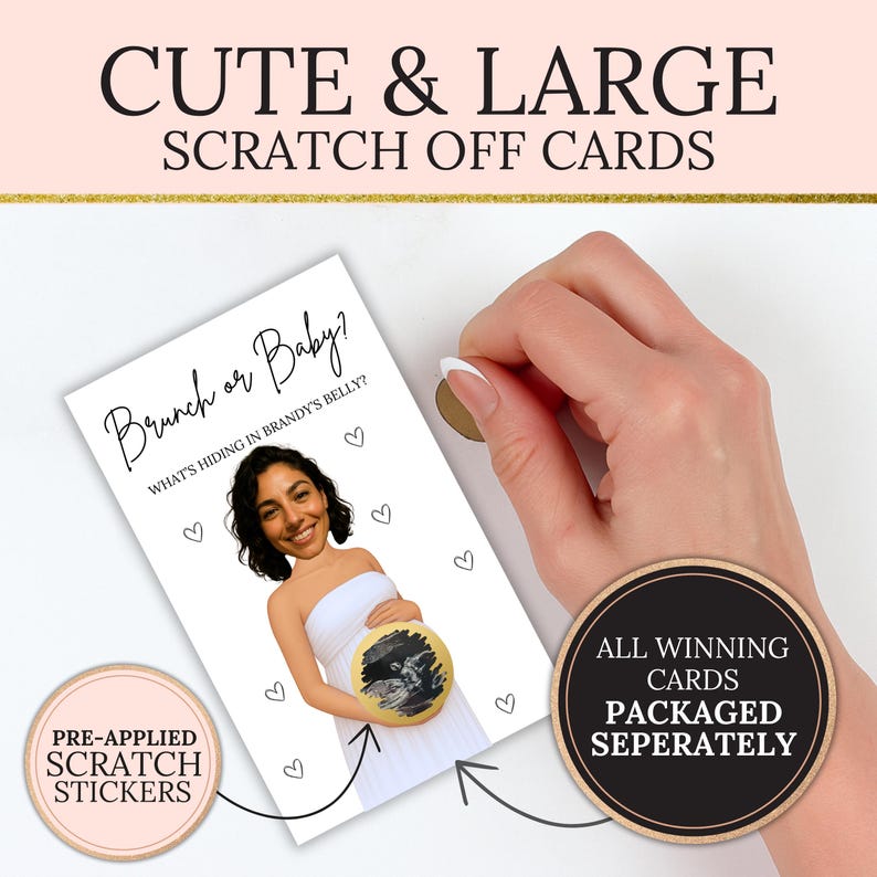 Funny Custom Baby Shower Scratch off Game Brunch or Baby? Baby Shower ...