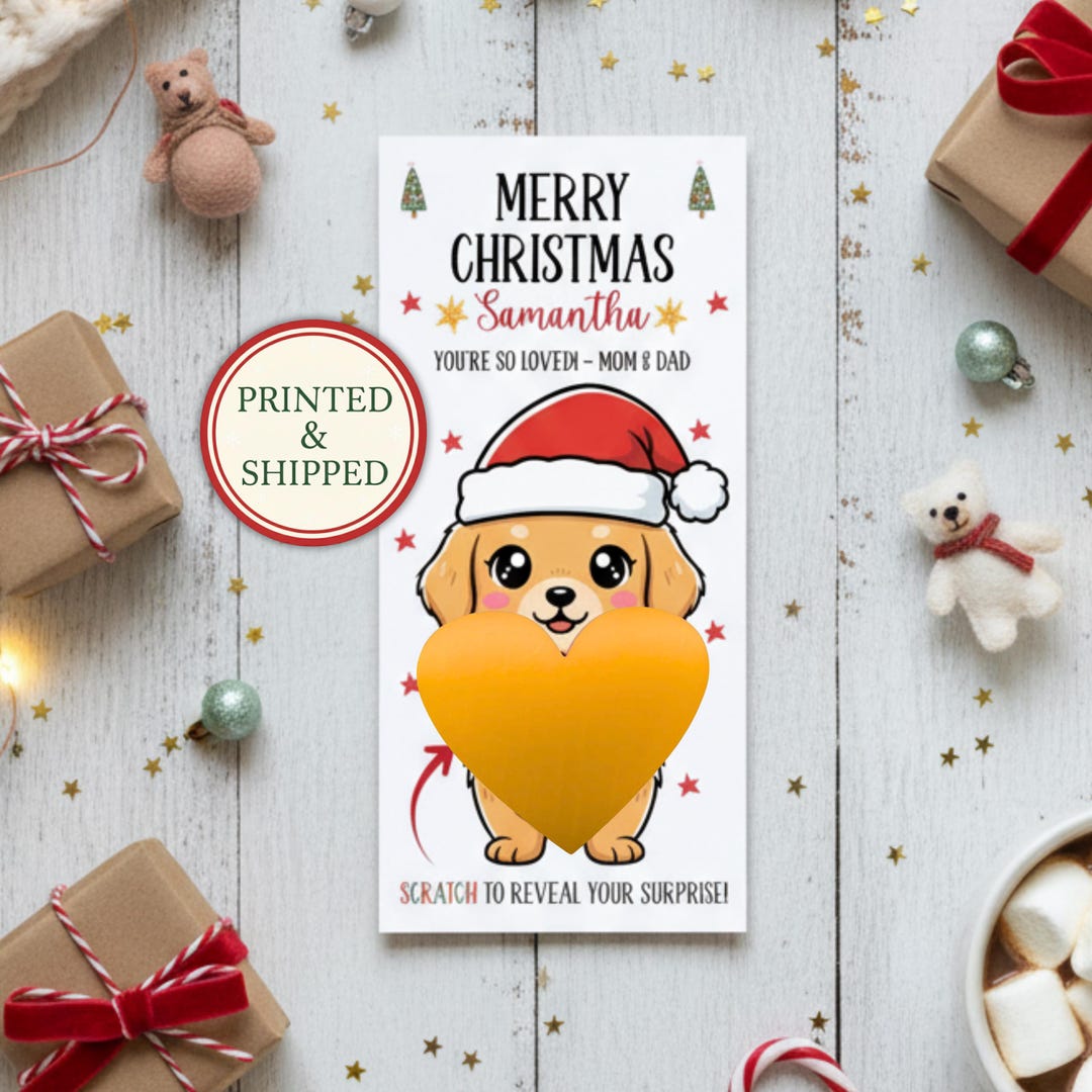 Personalized Scratch off Christmas Voucher for Surprise Trip Reveal ...