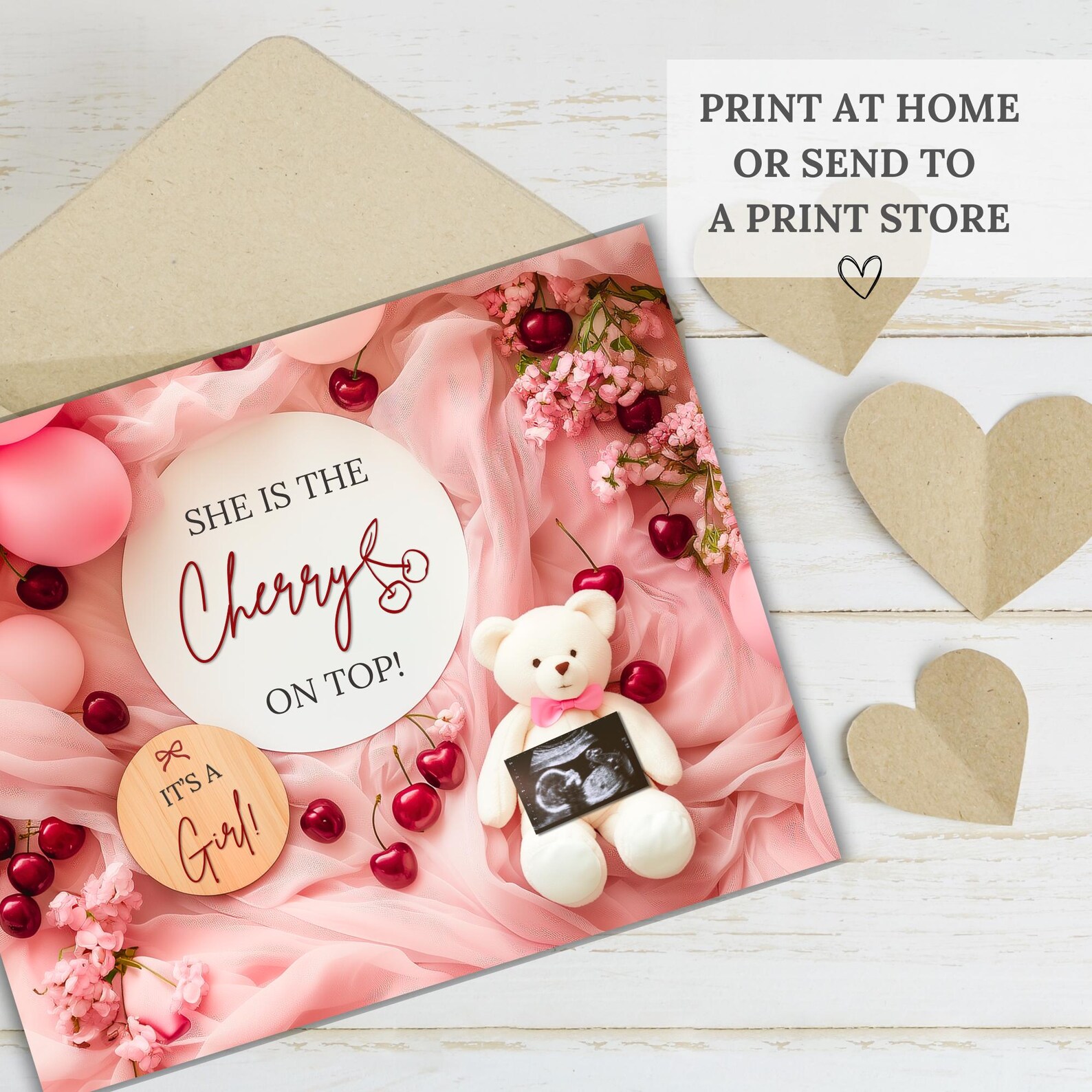 Girl Pink Pregnancy Announcement Digital Sweets Pregnancy Announcement ...
