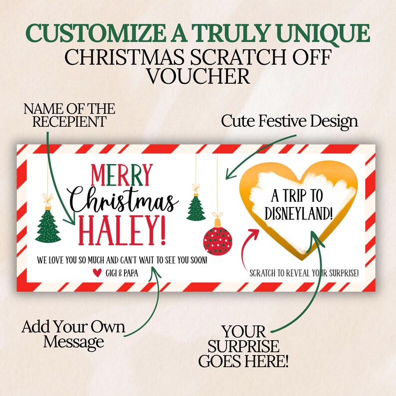 Personalized Kids Christmas Voucher Scratch off Gift Ticket for ...