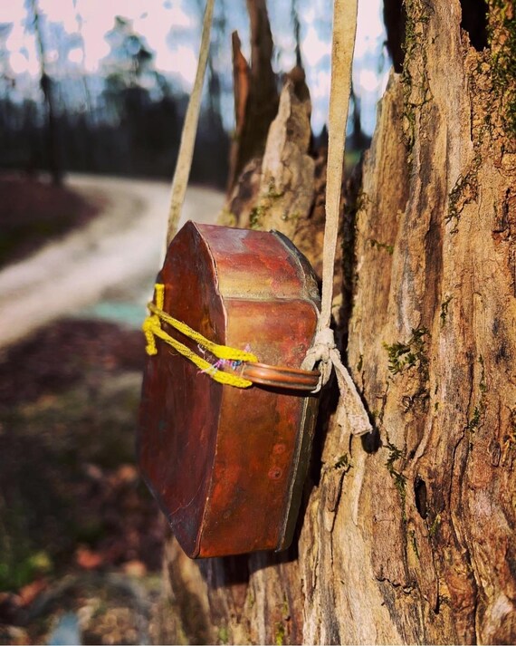 Antique Tibetan Copper Gau Prayer Box +gift - Gem