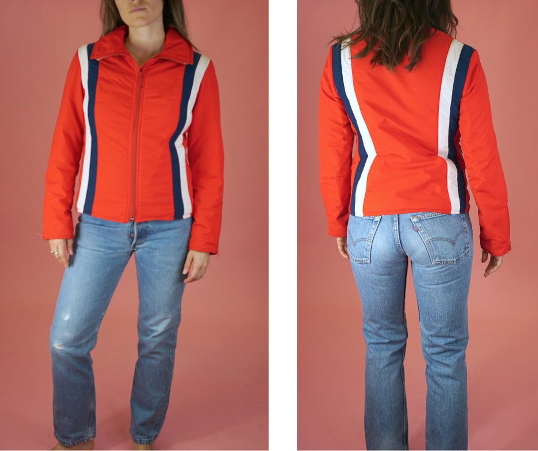 Vintage Retro Puffer Jacket Red Vintage Jacket Ski Zip up - Etsy