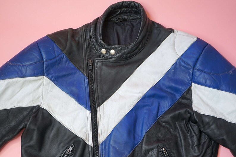 Vintage Leather Racer Jacket 90s Leather Motorcycle Jacket - Etsy