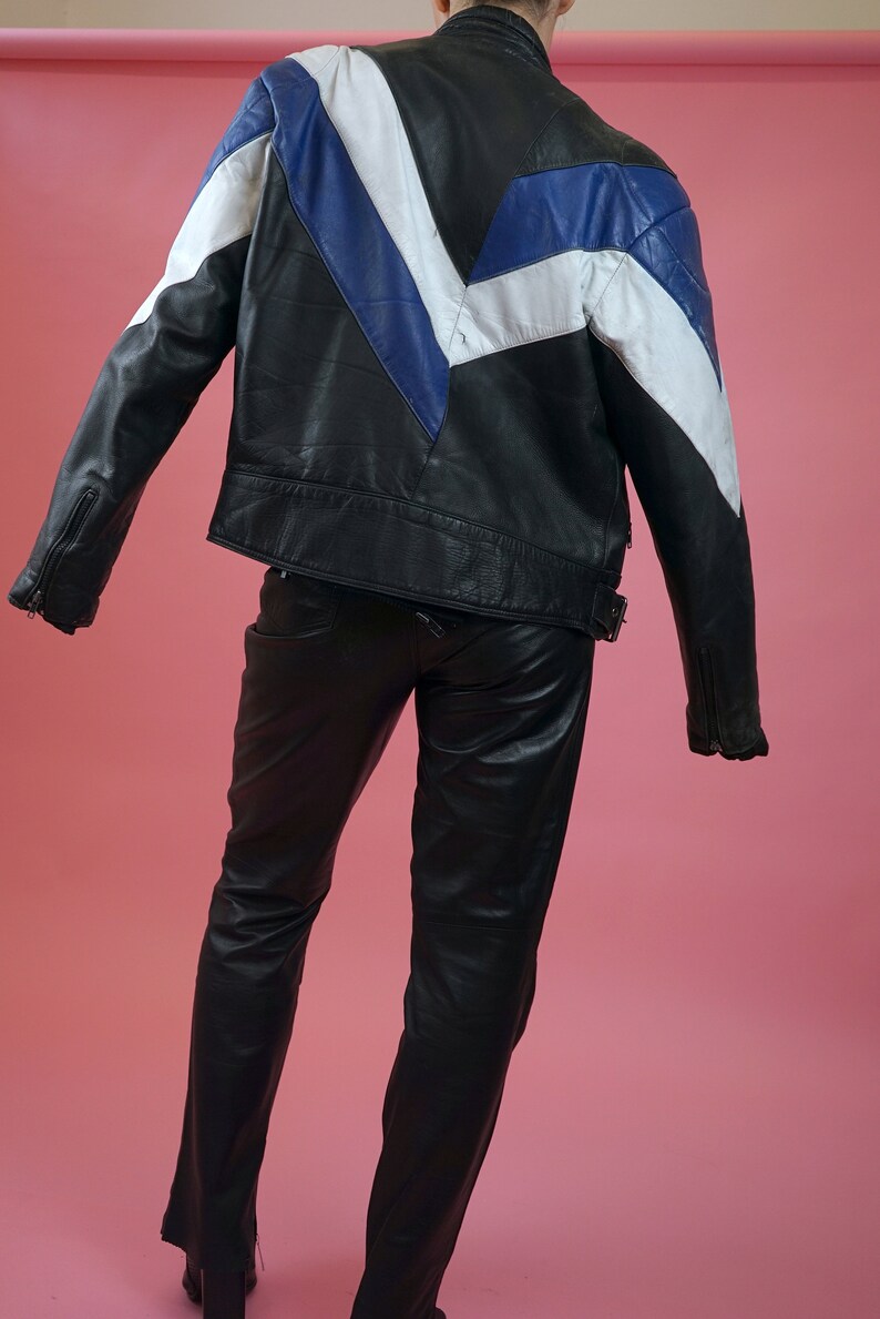 Vintage Leather Racer Jacket 90s Leather Motorcycle Jacket - Etsy
