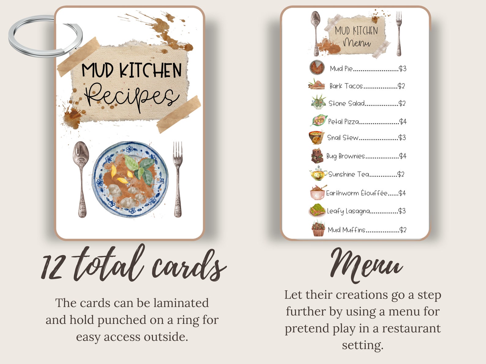 Printable Mud Kitchen Recipe Cards, Mud Kitchen Ideas, Mud Kitchen ...